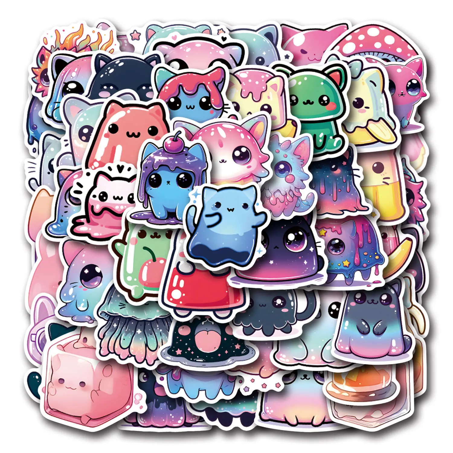 50Pcs Kawaii Cat Stickers Cute Cat DIY Stickers Scrapbooking Phone ...
