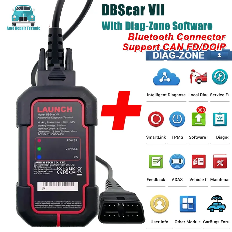 100-Brand-New-LAUNCH-DBSCar-VII-DBSCAR7-VCI-Bluetooth-Connector-Support ...