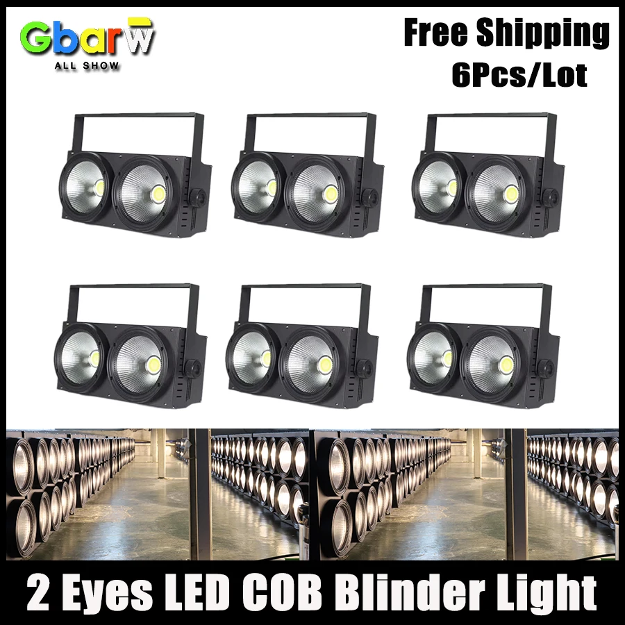 6pcs/lot COB LED 2x100W Audience DMX Light 2 Eyes COB Blinder Light ...