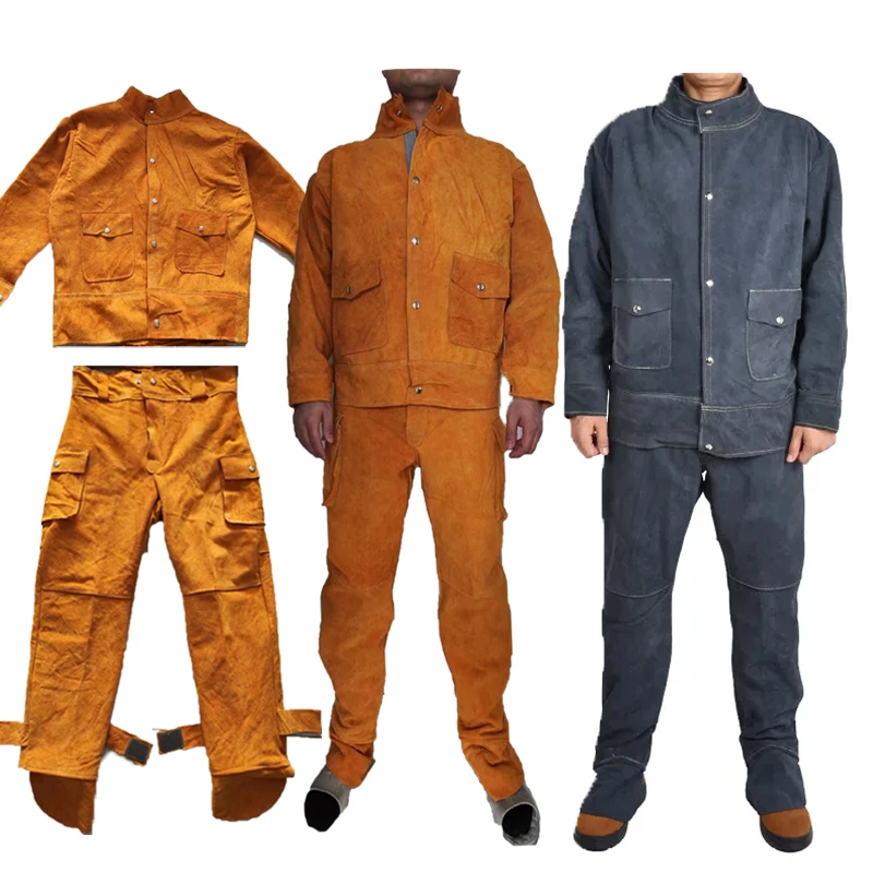 Split Type Cowhide Welding Work Suit Wear-resistant Thermal Insulation ...