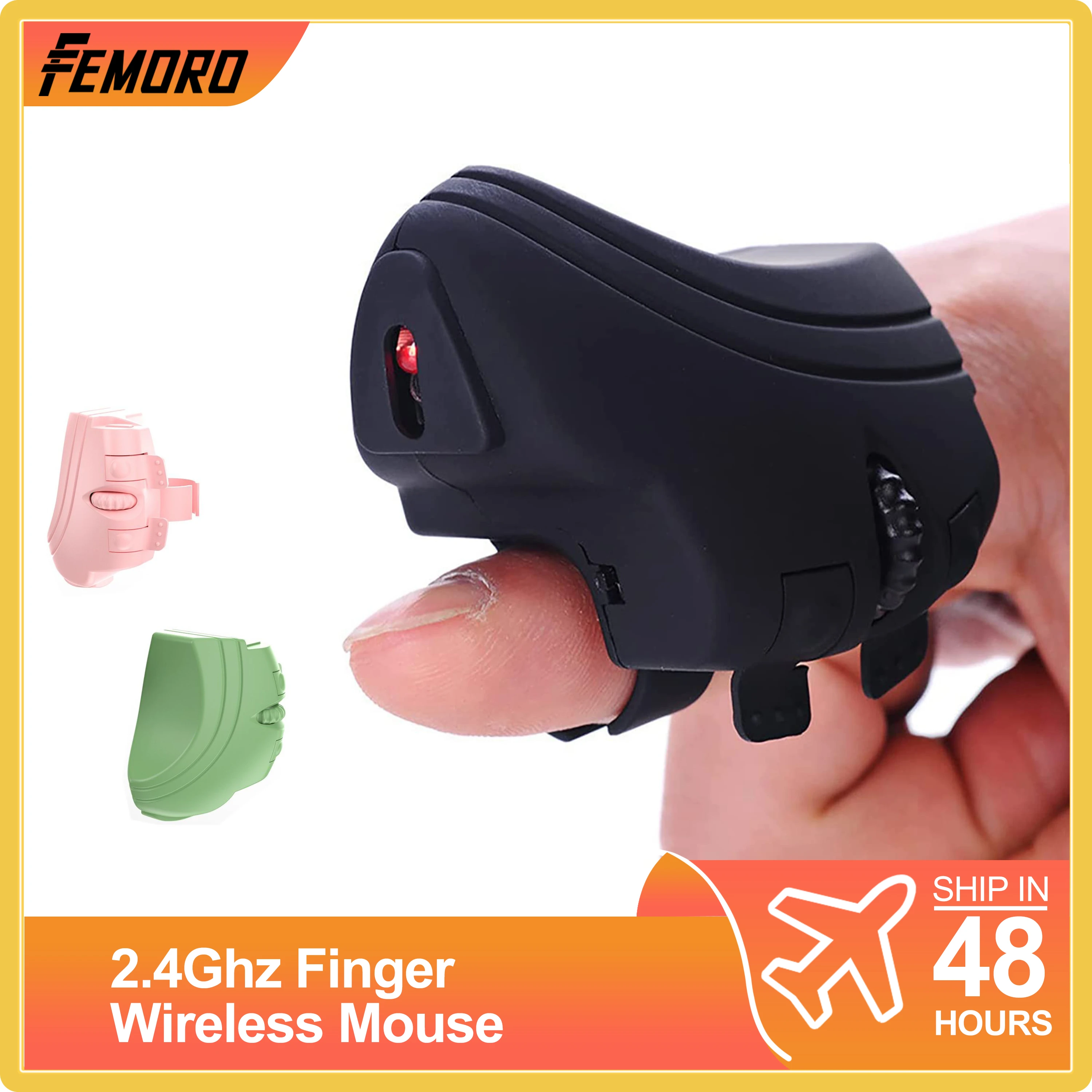 손가락 사일런트 무선 마우스, 미니 USB 마우스, 충전식 포켓 링 마우스, PC 노트북 컴퓨터용, 2.4Ghz ...