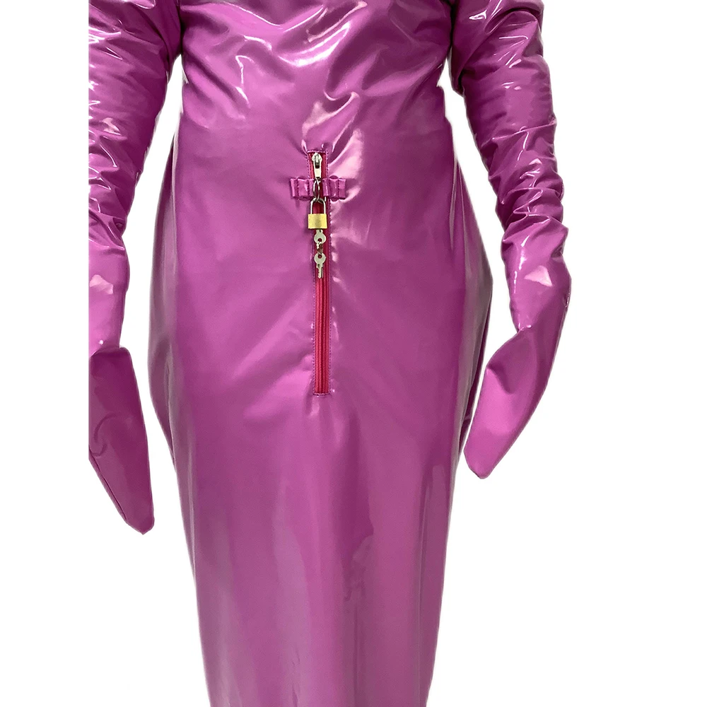 PVC-Bondage-Bodysuit-Sexy-Zip-Long-sleeve-lockable-With-Mask-Catsuit ...