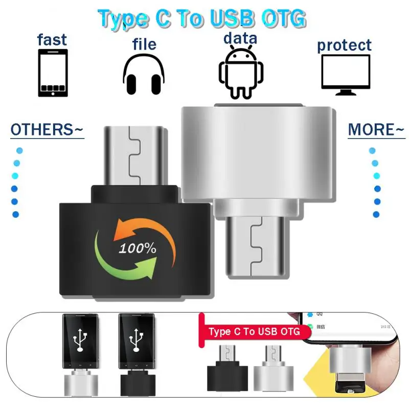 Type-c/micro-b Male To Usb-a Female Otg Adapter For U Disk Usb C To Usb A Charging Converter For ...