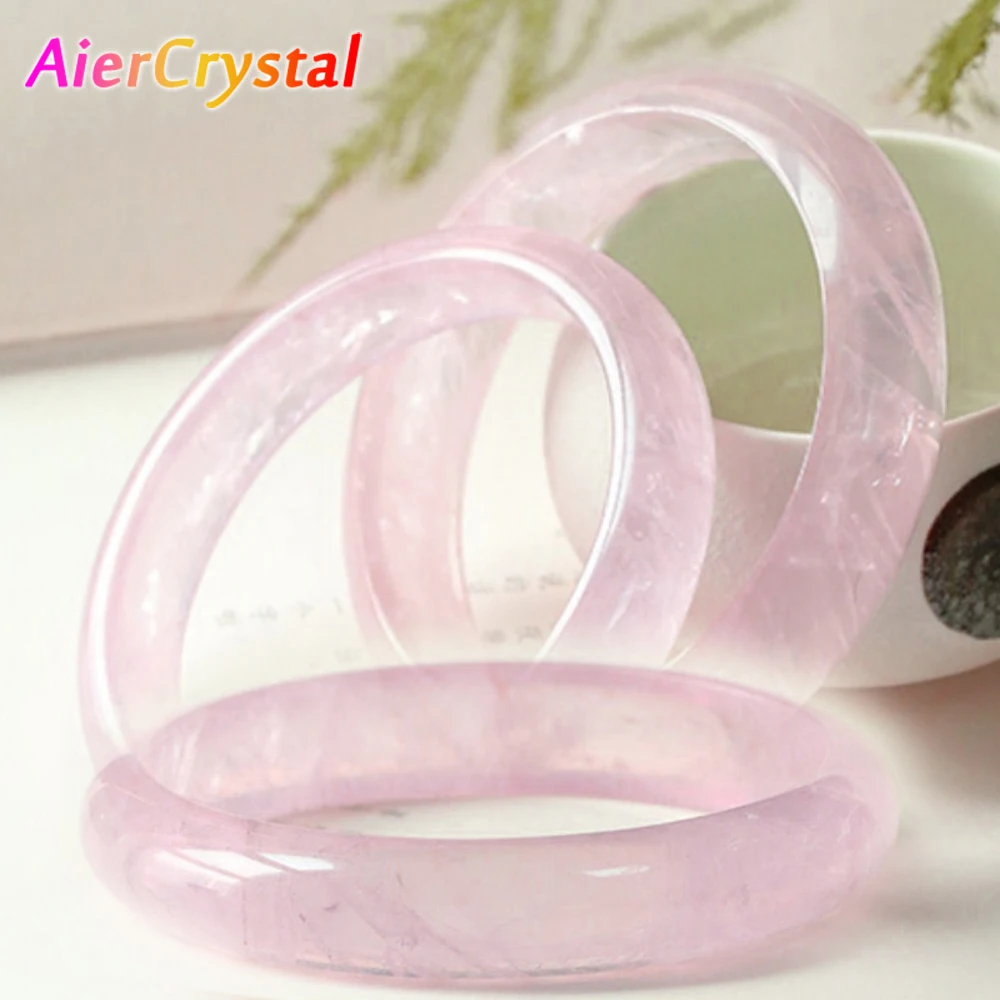 Madagascar Natural Pink Crystal Bangles Bracelet Natural Ice Jade ...