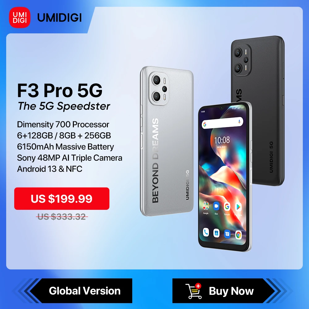 UMIDIGI F3 PRO 5G Phone, Android 13 Smartphone, 6.6" Display 8GB 256GB, 48MP Triple Camera ...
