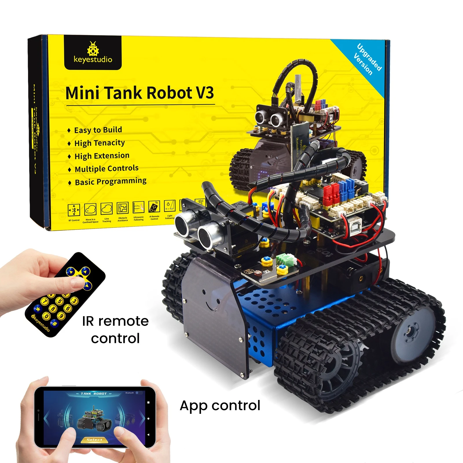 Newly Version! Keyestudio Mini Tank Robot Car V3.0 For Arduino Robot ...
