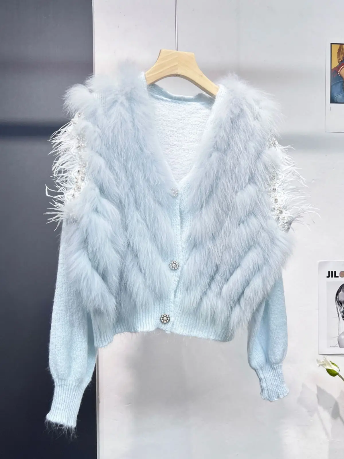 Real-Fox-Fur-Collar-Sweater-Coat-Women-s-Short-Knited-Cardigan-2023-New ...