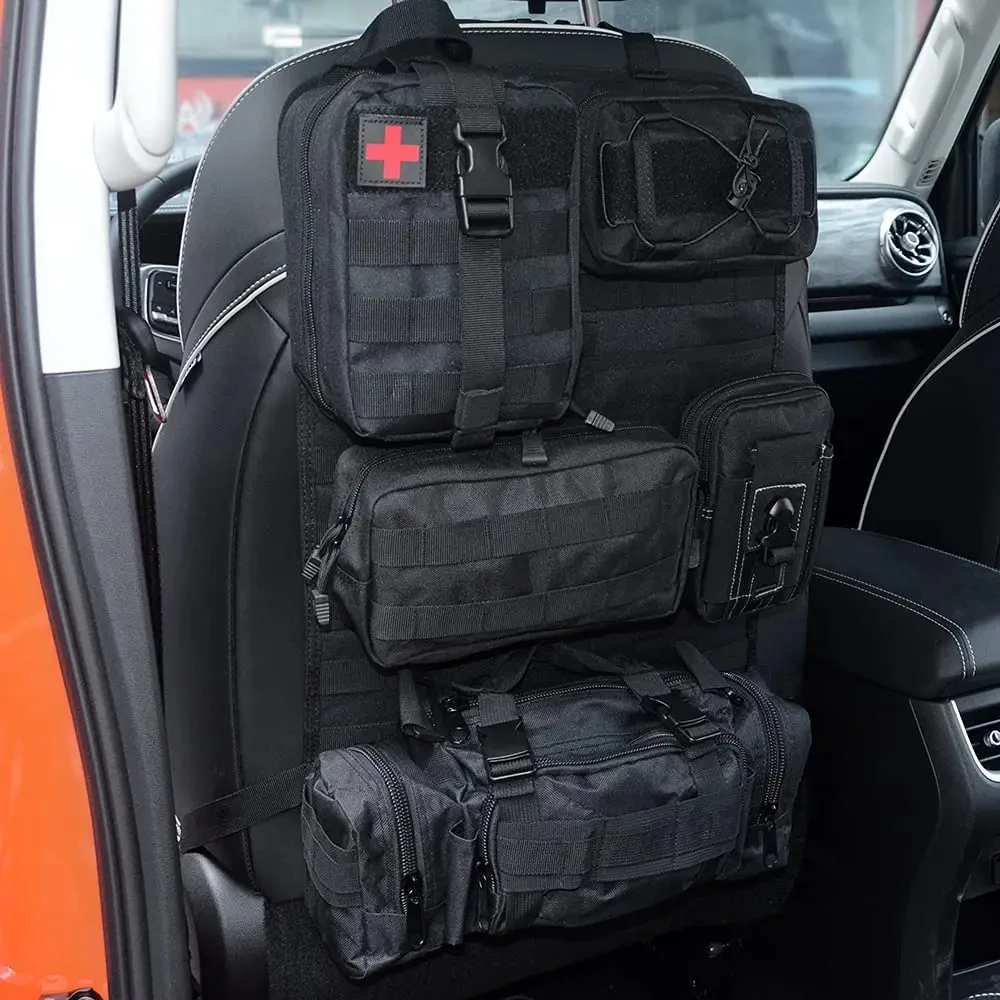 Car Rear Seat Tactical Storage Bag with 5 Molle Pouch Vehicle Molle ...