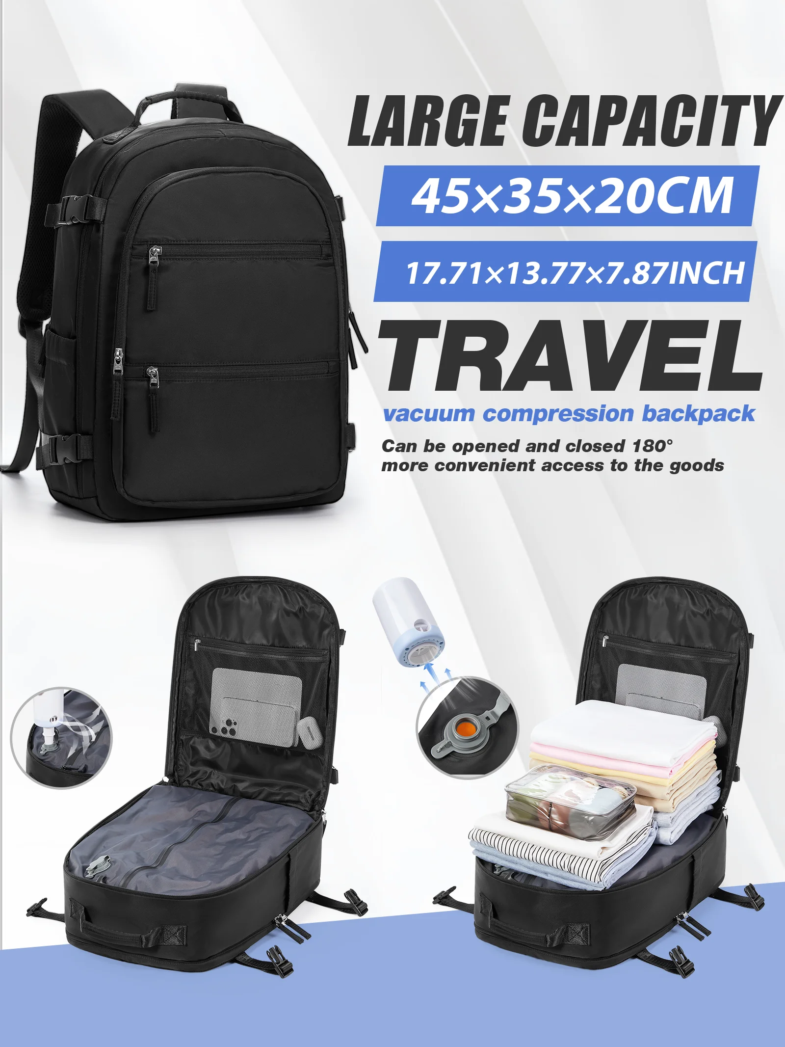 Easyjet Cabin Bag 45x36x20 Large Capacity Vacuum Compression Travel ...