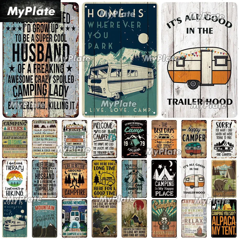 Bar Sign Plate Poster | Camping Vintage Decor | Door Maps Camping | Map ...