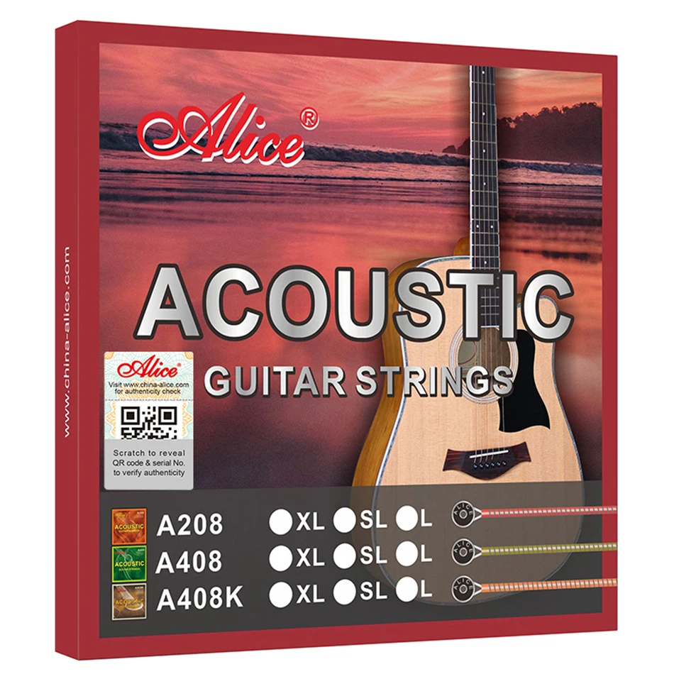 Alice A408 Full set Acoustic Guitar Guitarra Strings Light Super Light ...