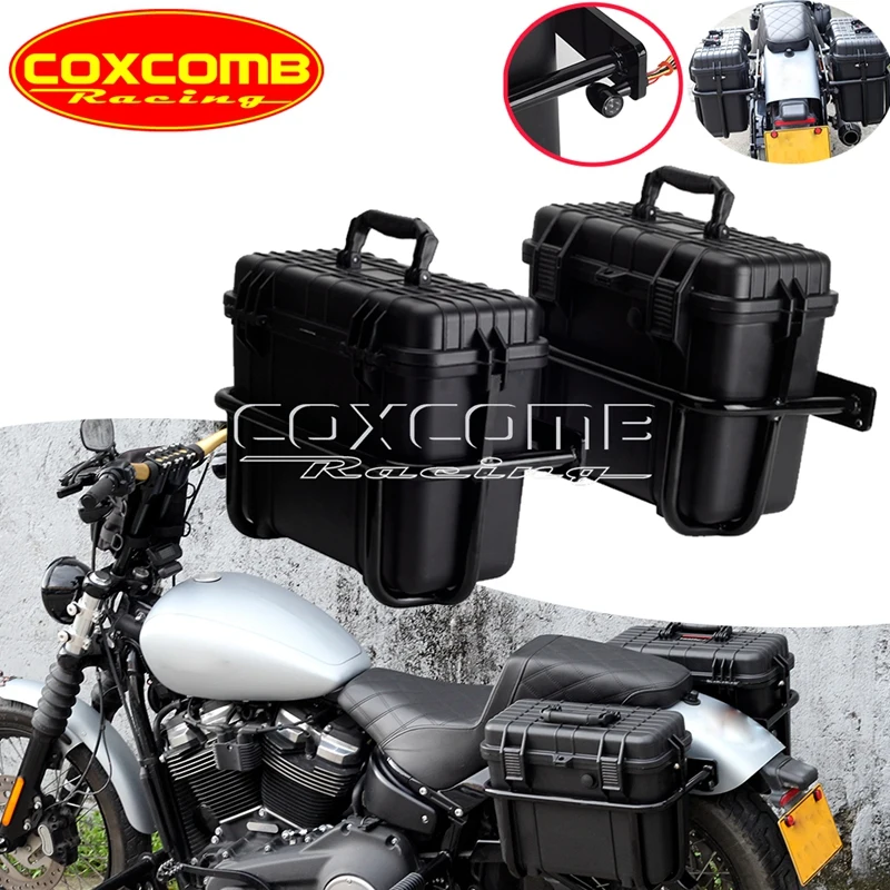 2pcs-Side-Case-Club-Style-Motorcycle-Black-Saddlebag-Pannier-Side-Boxes ...