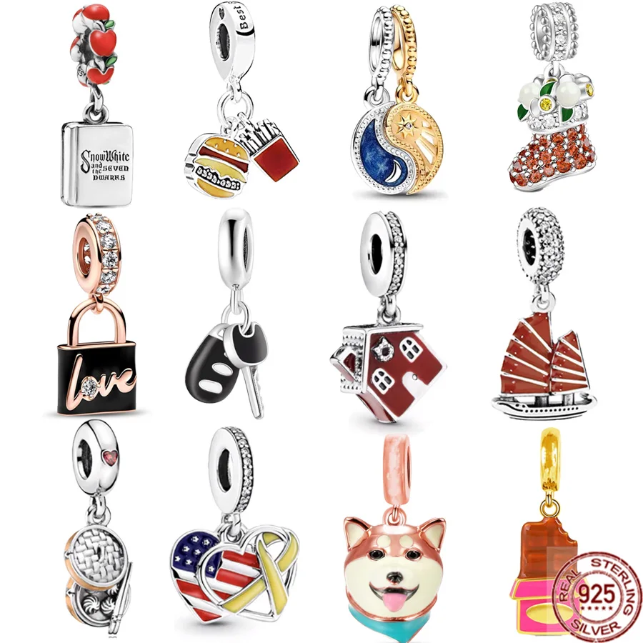 NEW-925-Sterling-Silver-Love-Padlock-Two-Tone-Splittable-Sun-Moon ...