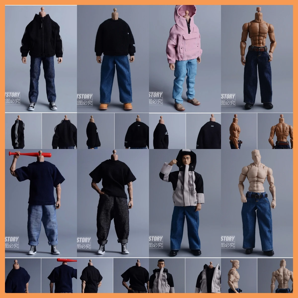 ATS 1/12 Harlan Denim Trend Pants Straight Leg Slim Fit Pants Handsome ...