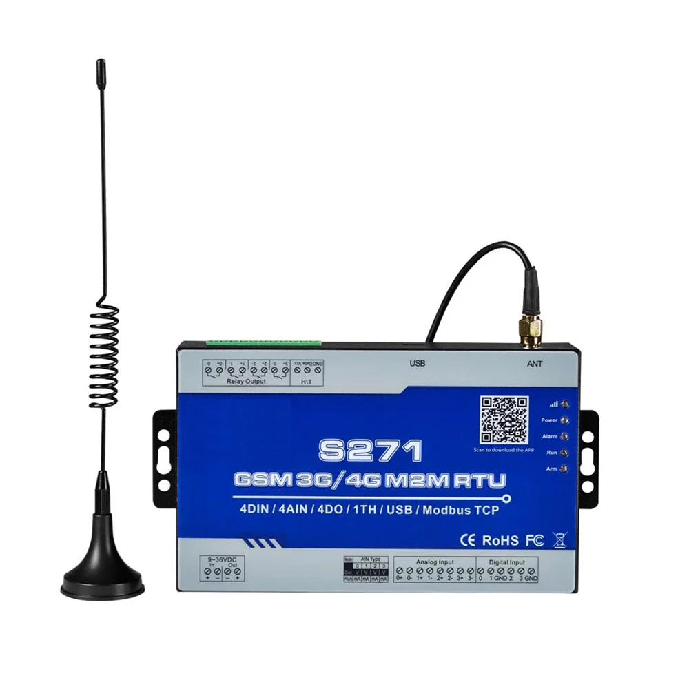 Gsm 3g 4g Lte Sms Remote Terminal Unit Controller Rtu S271 Digital Input Output 4 Channel Relay ...