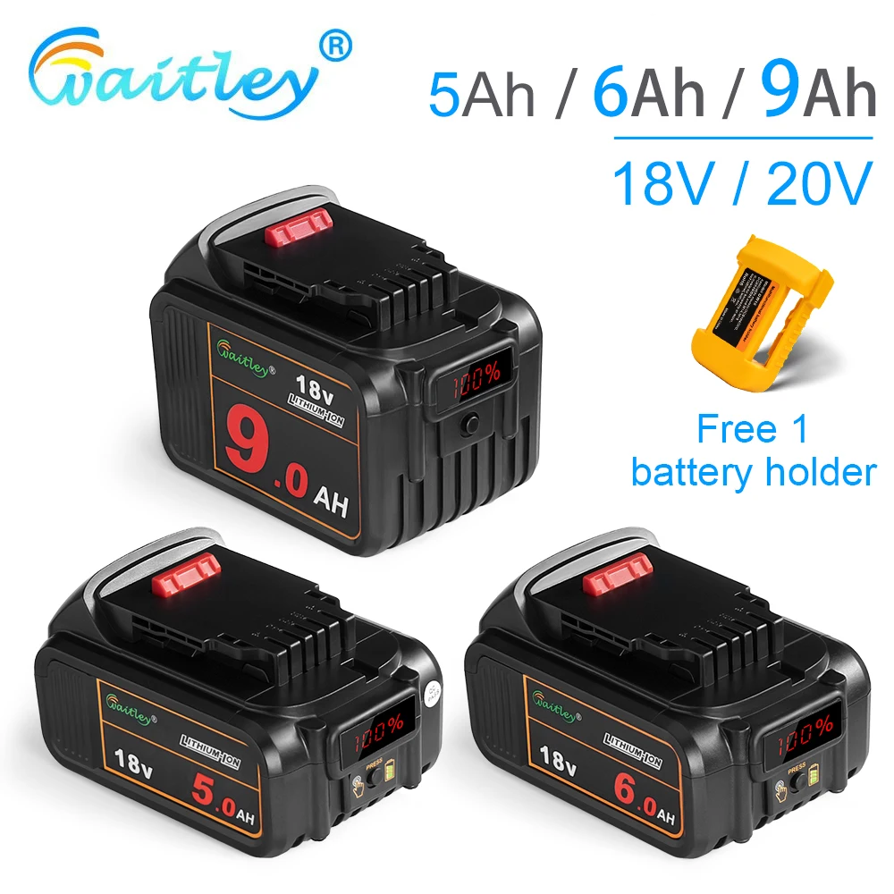 Bateria de lítio de waitley 18 v 5ah 6ah para ferramentas elétricas dewalt dcb184 dcb200 ...