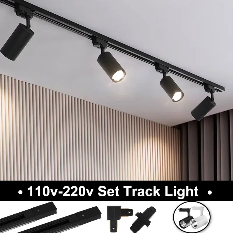 Set-LED-Track-Light-110v-220v-Track-Lamp-Spot-Lighting-Fixture-COB-12 ...