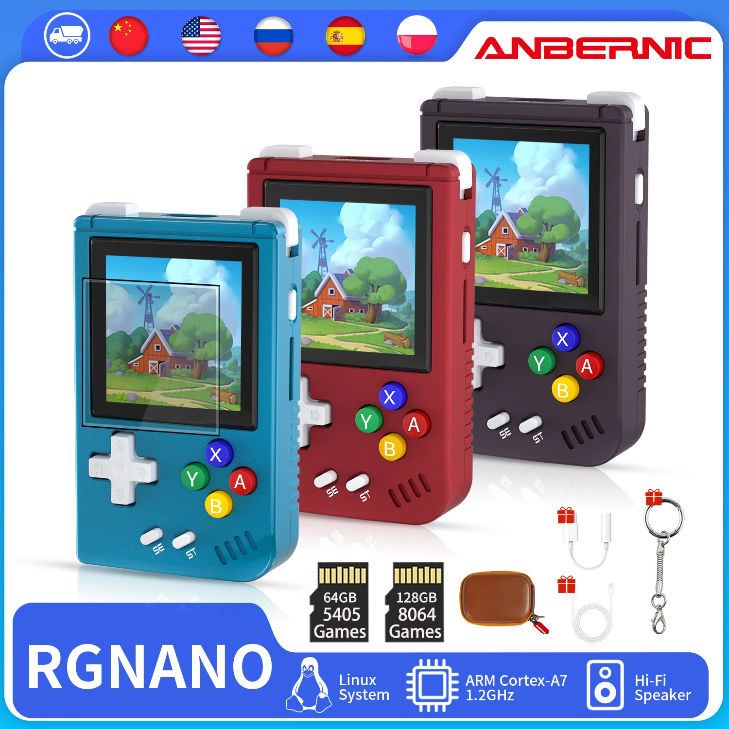 ANBERNIC-Mini consola de juegos portátil RG Nano, Retro, sistema Linux ...