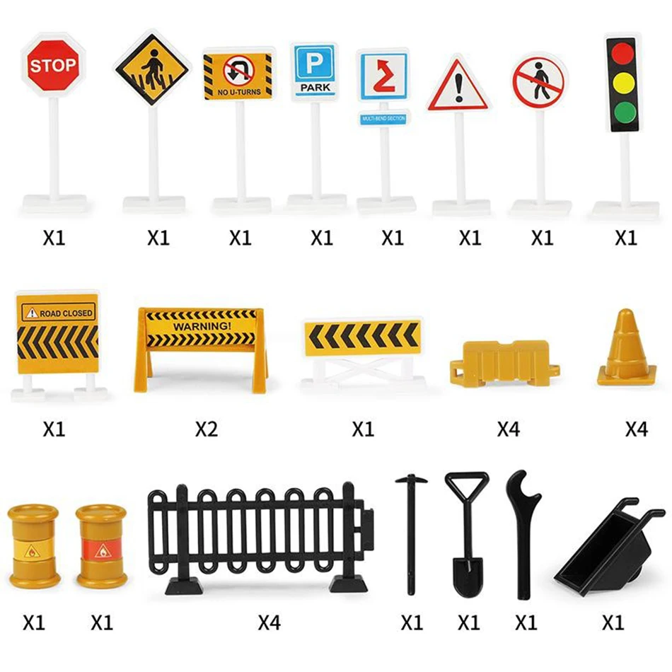 5-Types-Mini-Traffic-Signs-Model-Toy-Road-Block-Children-Safety ...