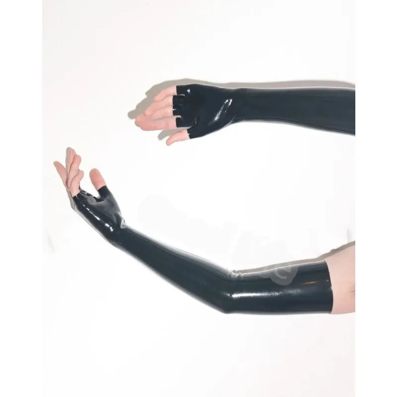 Hot Latex Fingerless Long Gloves Wet Look Gloves Rubber Shoulder Gloves ...