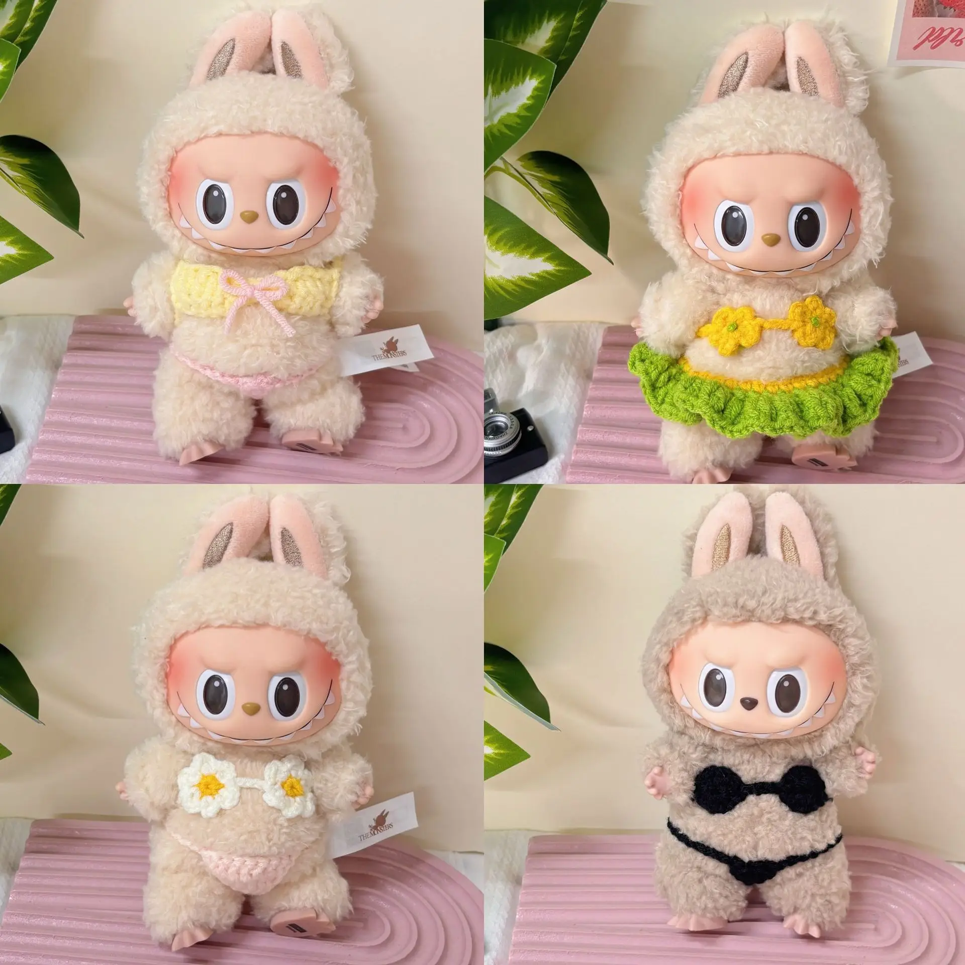 For 17 cm labubu v1/v2/v3 baby clothes headgear doll clothes Hawaiian ...