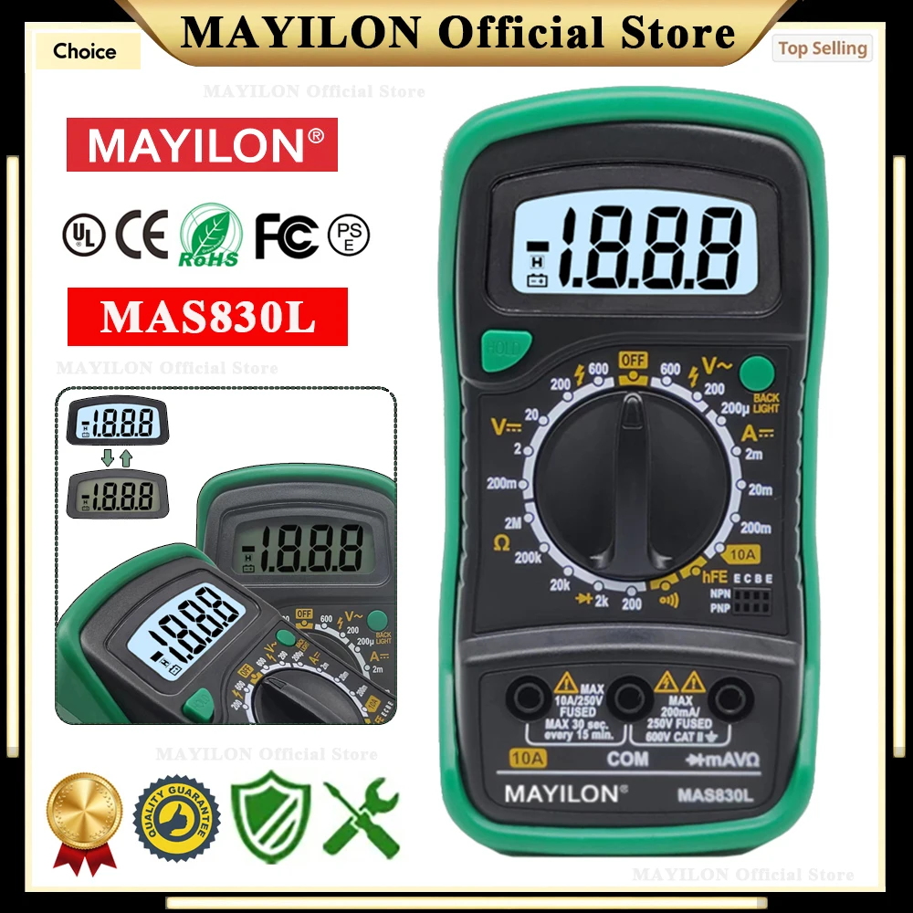 MAYILON-MAS830L-Mini-Multimeter-Digital-Voltmeter-Ammeter-Milliampere ...