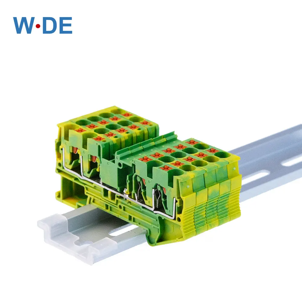 Din-Rail-Ground-Terminal-Blocks-10Pcs-PT4-QUATTRO-PE-Spring-Feed ...