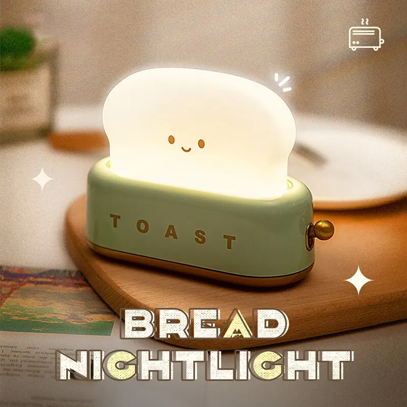 LED Bread Maker Night Light USB Charging Dimming Toast Lamp Bedroom ...