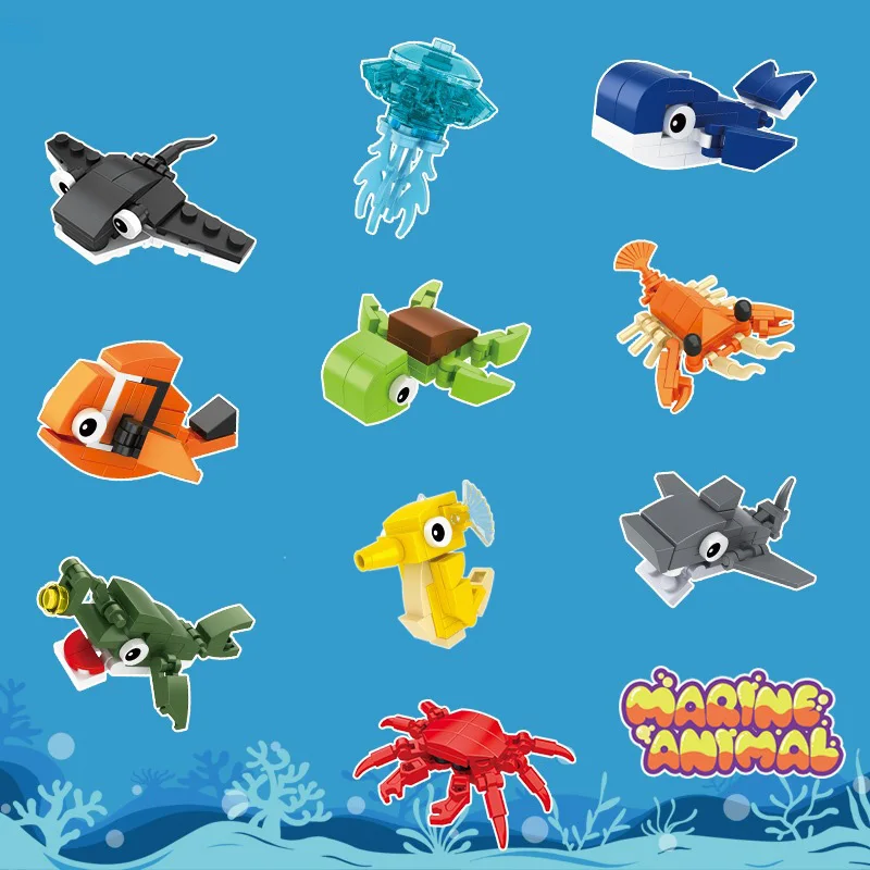 10pcs-Creative-Underwater-Animal-Series-Turtle-Shark-Octopus-Crab-Mini ...