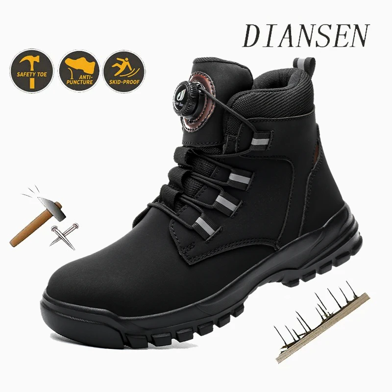 Men's Work Safety Boots Steel Toe Anti-smash Anti-Puncture Industrial ...