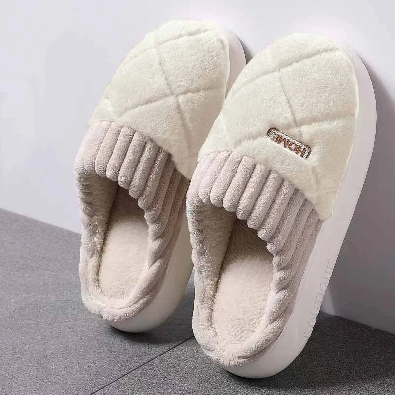 Women's Casual Home Slippers Soft Bottom Plush Slippers Anti-slip ...