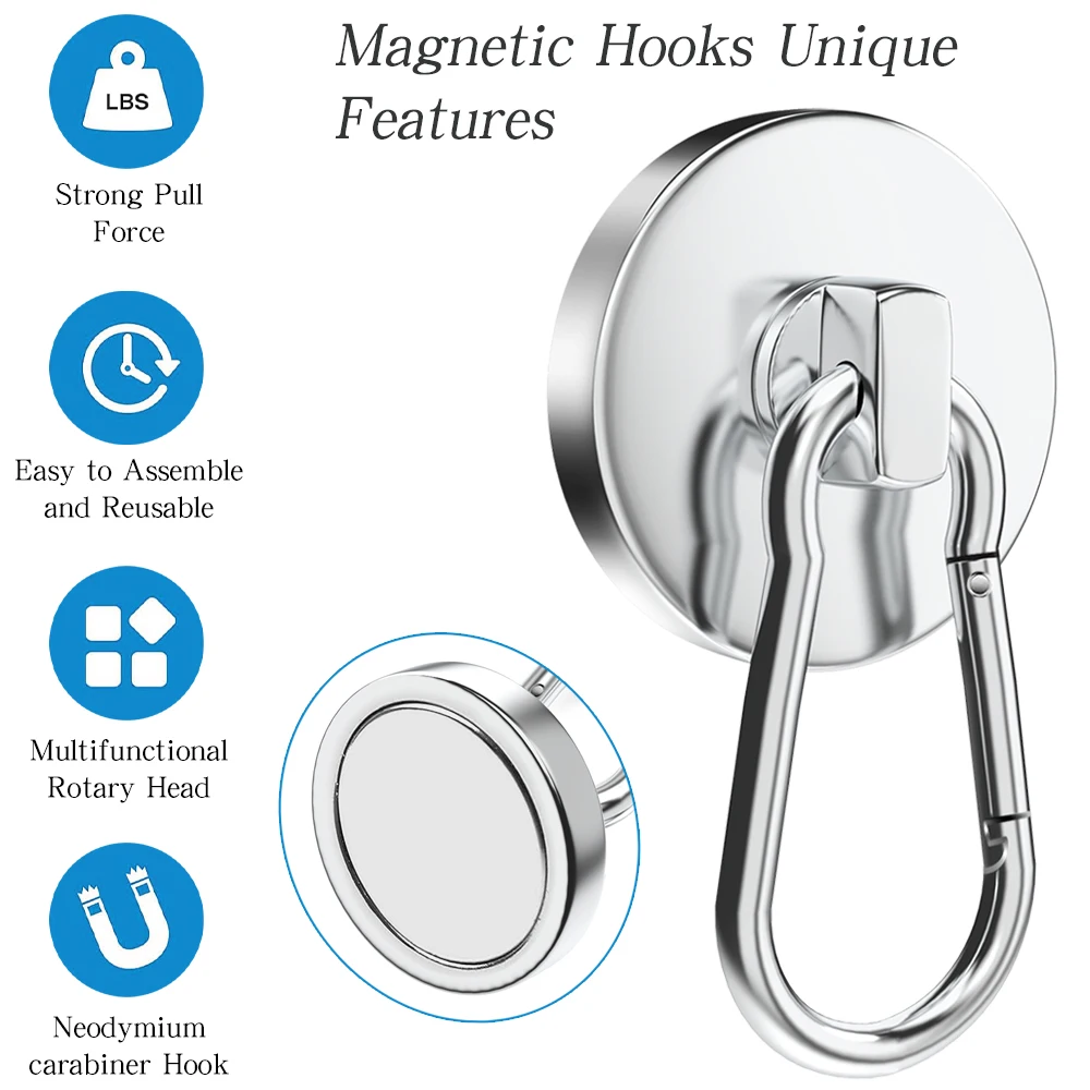 N52-Magnetic-Hook-Super-Strong-Neodymium-Magnet-360-Rotating-Carabiner ...