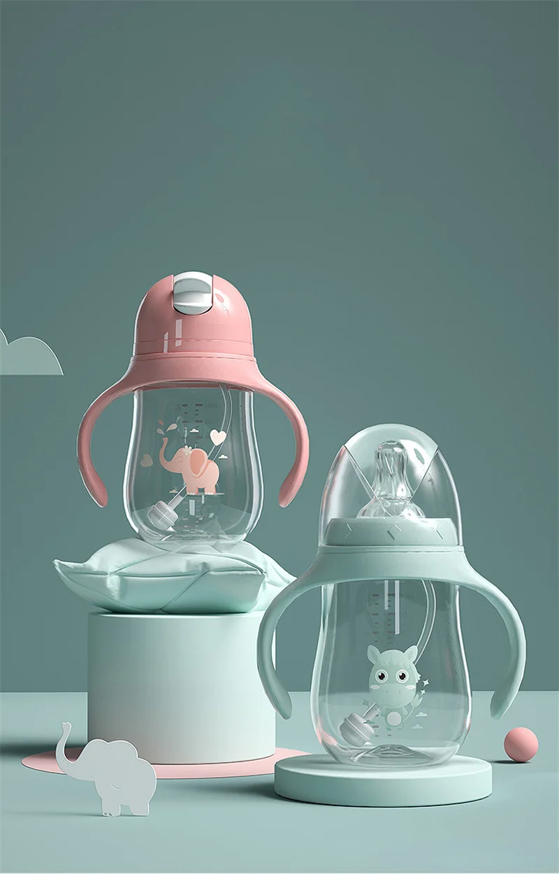 Colorer 300ml lait ROSE Biberons en paille pour bébé sans BPA, gobelet ...