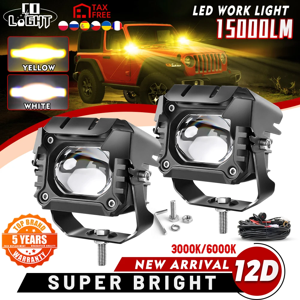 Co Light 3 Inch Led Work Light 16000lm Spot Fog Driving Lamp 3500k ...
