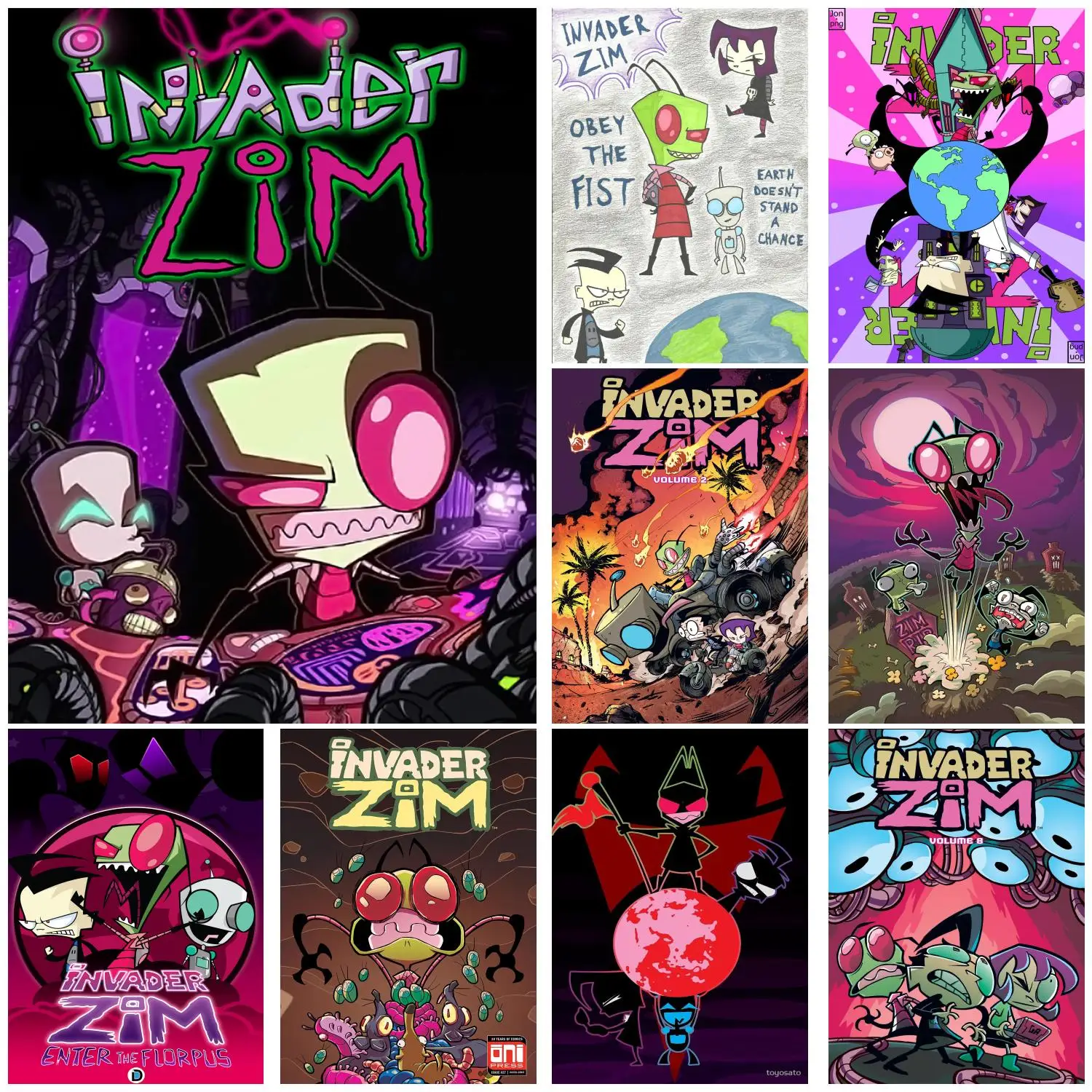 invader-zim-Anime-Video-Game-Canvas-Art-Poster-and-Wall-Art-Picture ...