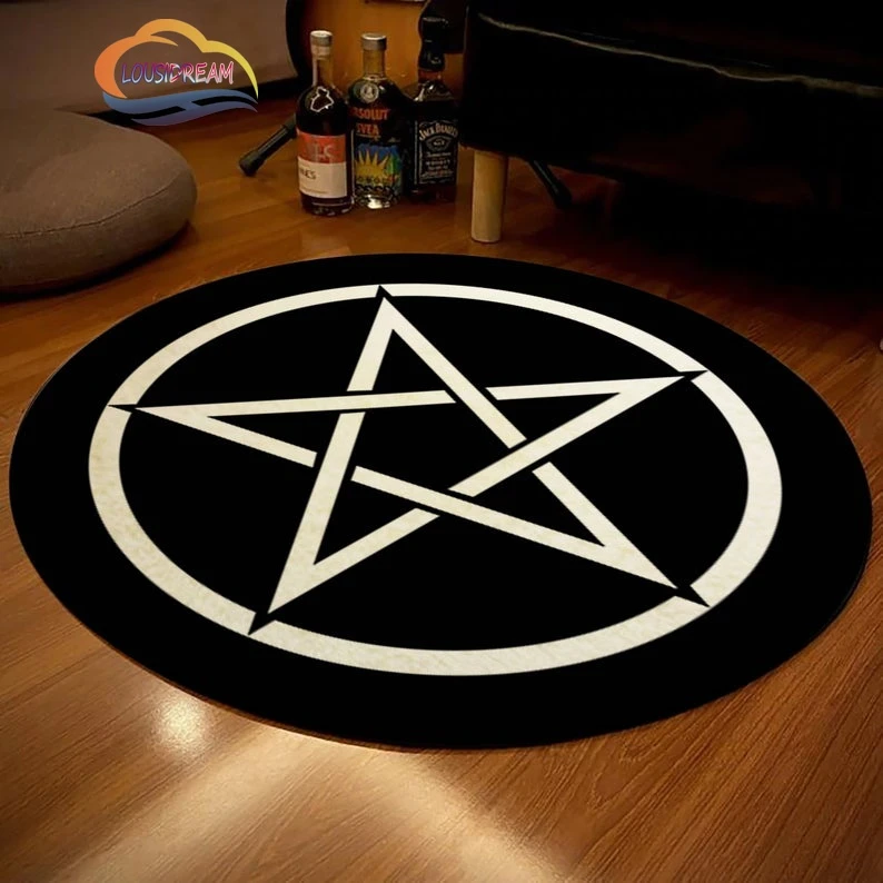 Pentagram Carpet Round | Round Carpet Pentacle | Round Pentagram Rug ...