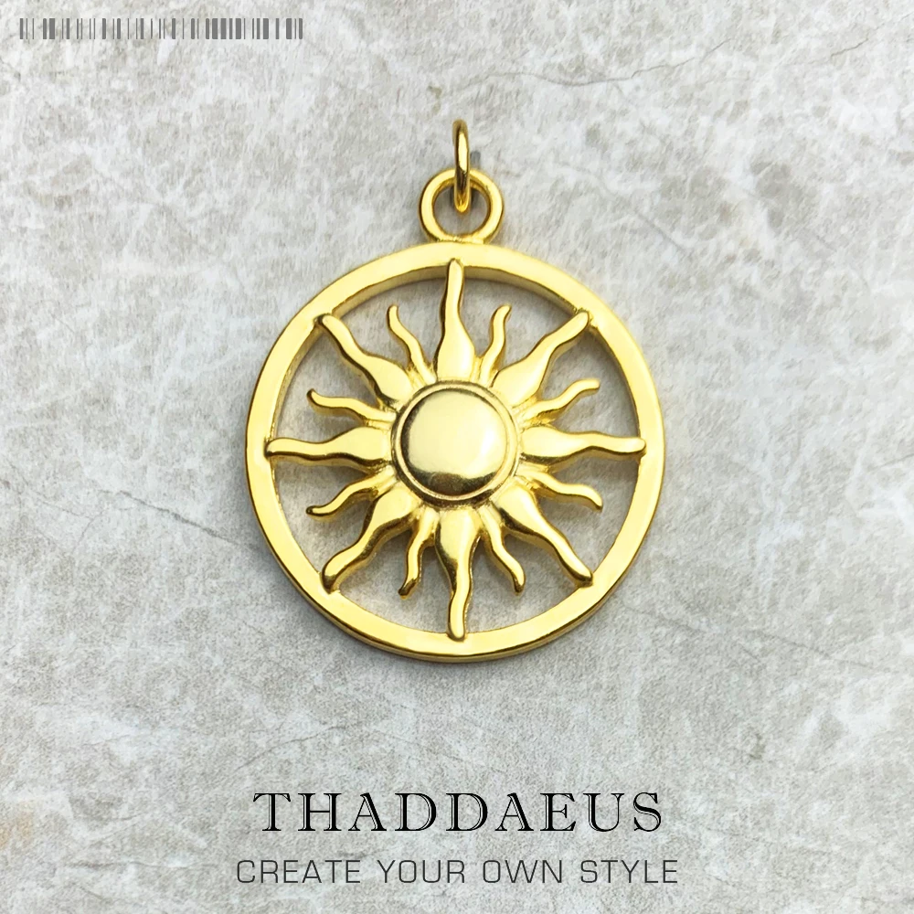 Golden Round Sun Pendant Winter Brand New Fine 925 Sterling Silver ...