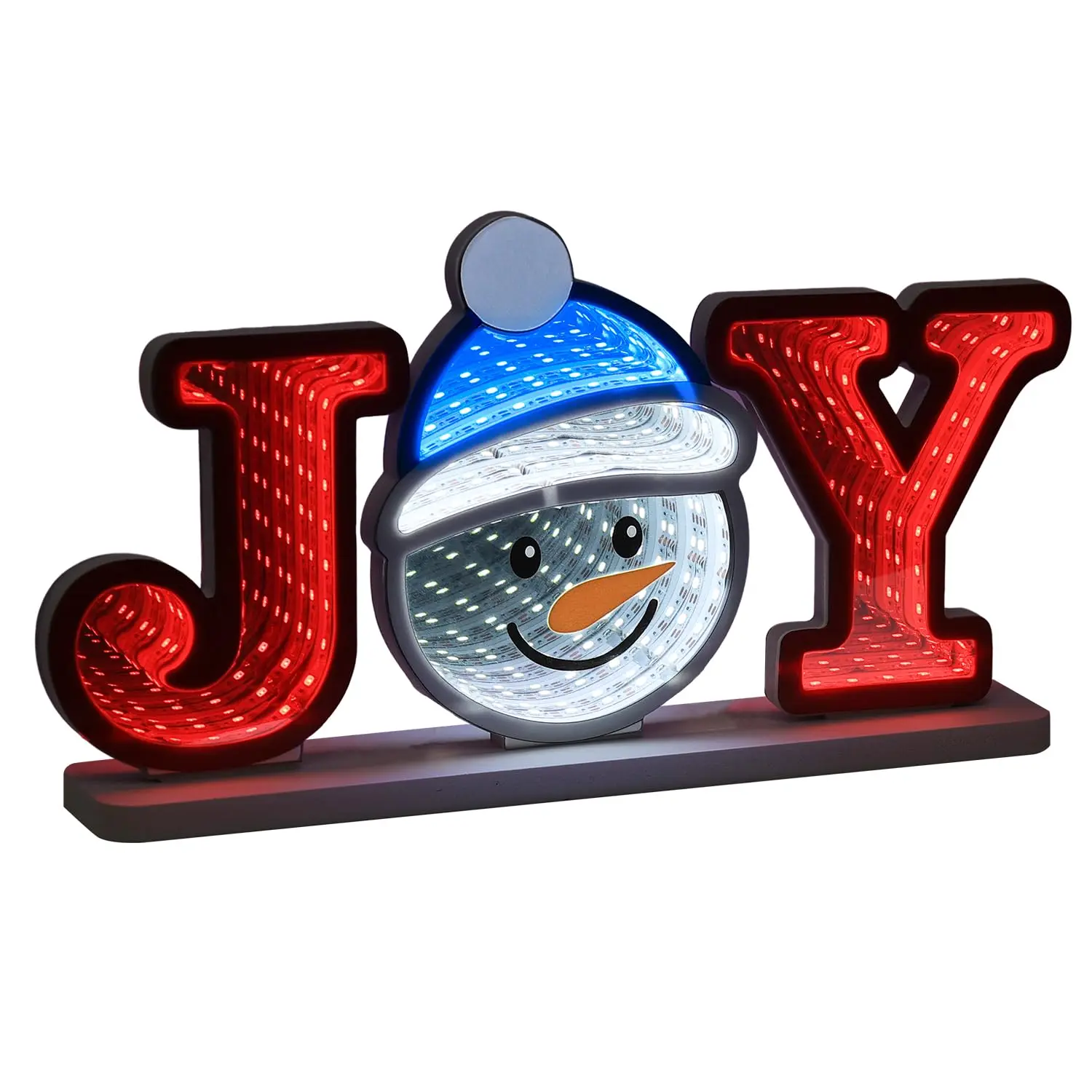 JOY Snowman Infinity Mirror Neon Sign for Wall Decor Christmas Tunnel ...