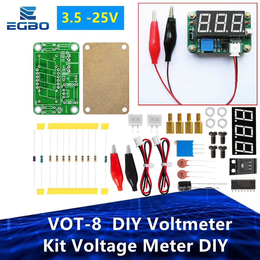 EGBO-1-Set-DC-3-5-25V-VOT-8-DIY-Voltmeter-Kit-Voltage-Meter-DIY ...