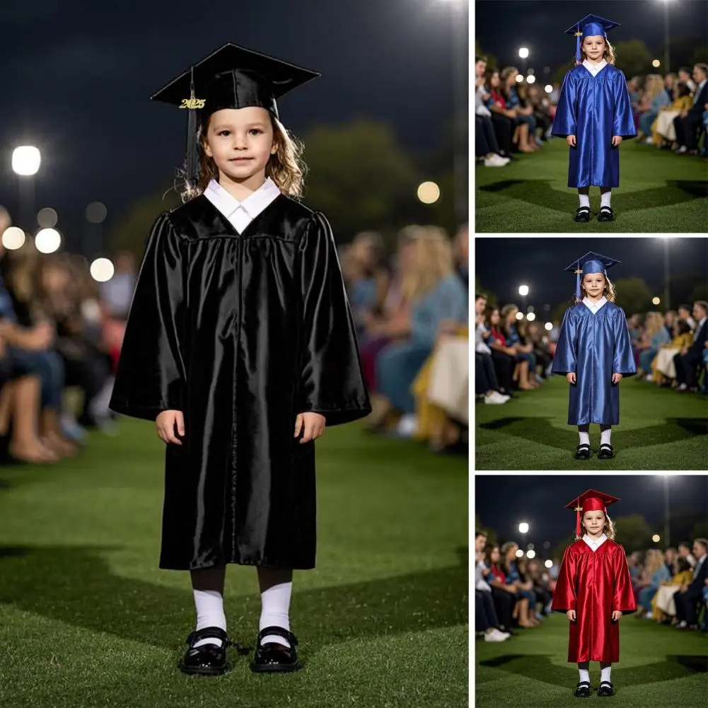 2 Pcs Children Preschool Primary School Graduation Gown With Tassel Cap ...