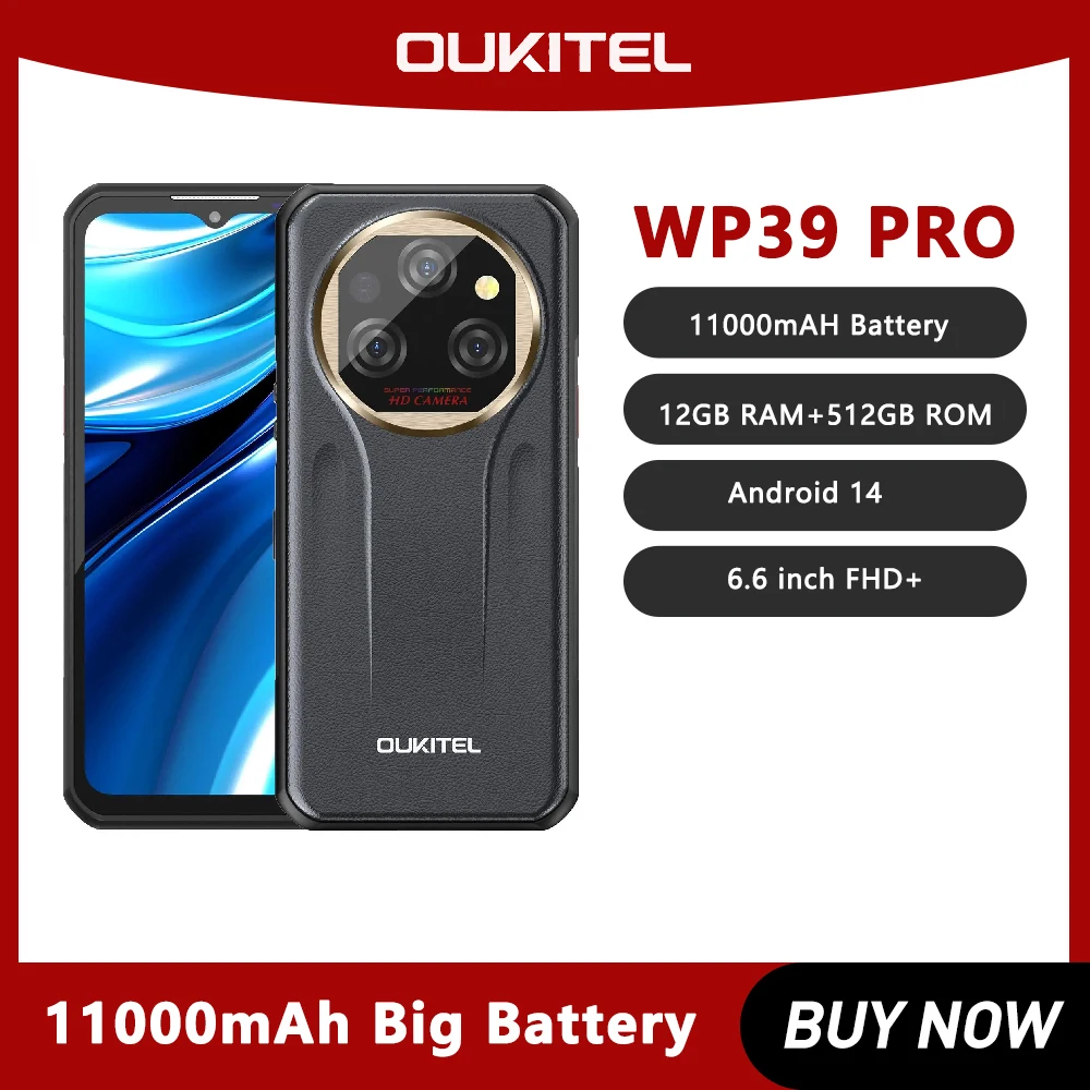 Oukitel WP39 PRO Rugged Smartphone Android 14,11000mAh,Dimensity 6300 ...