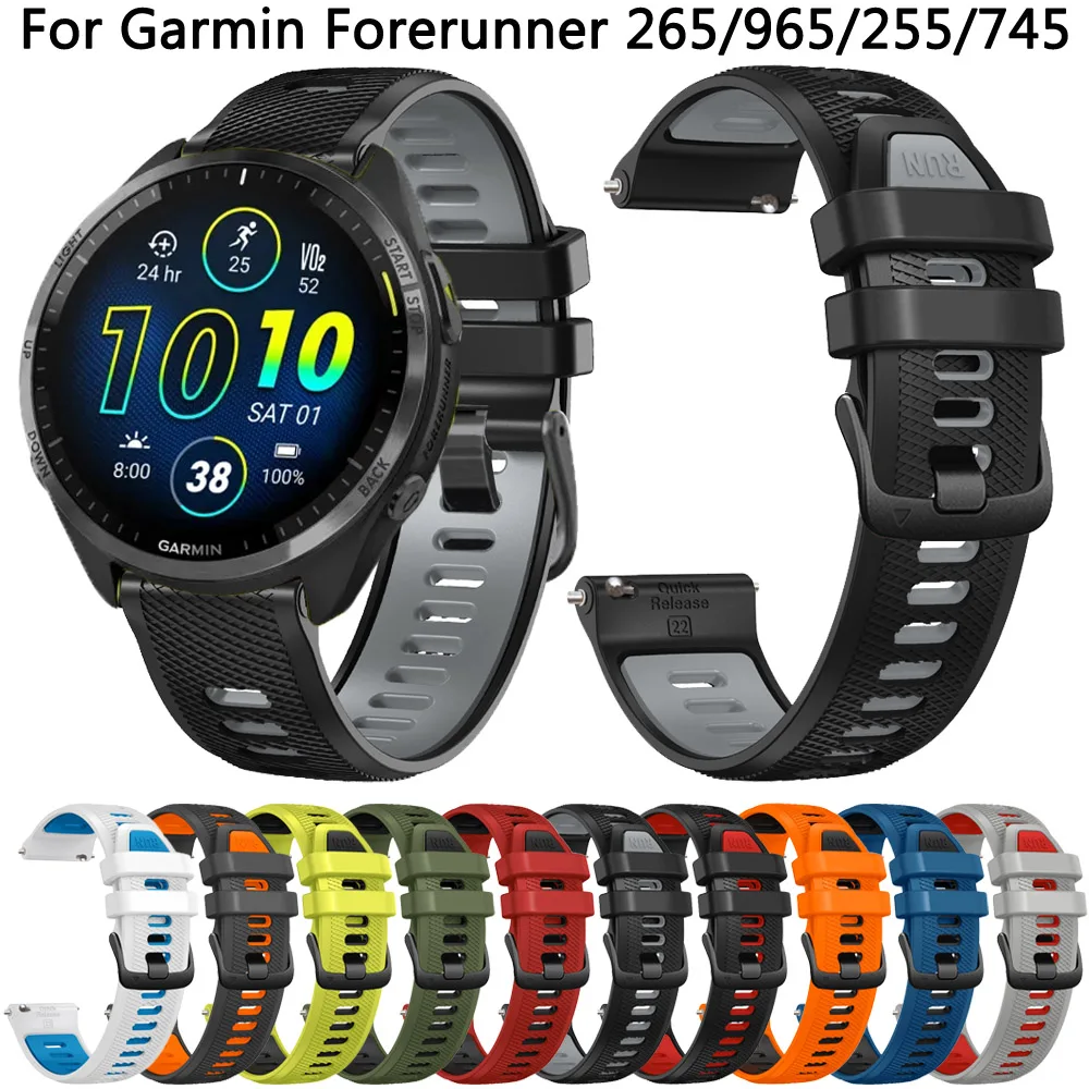 22mm-Official-Strap-For-Garmin-Forerunner-265-965-745-255-Sport-Watch ...