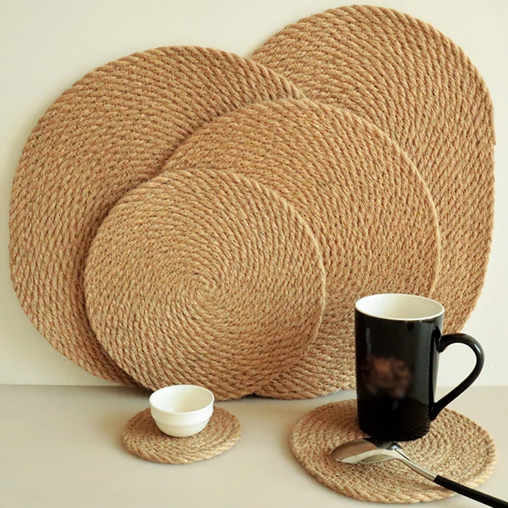 Round-Woven-Placemats-Natural-Placemats-Straw-Braided-Rattan-Dining ...