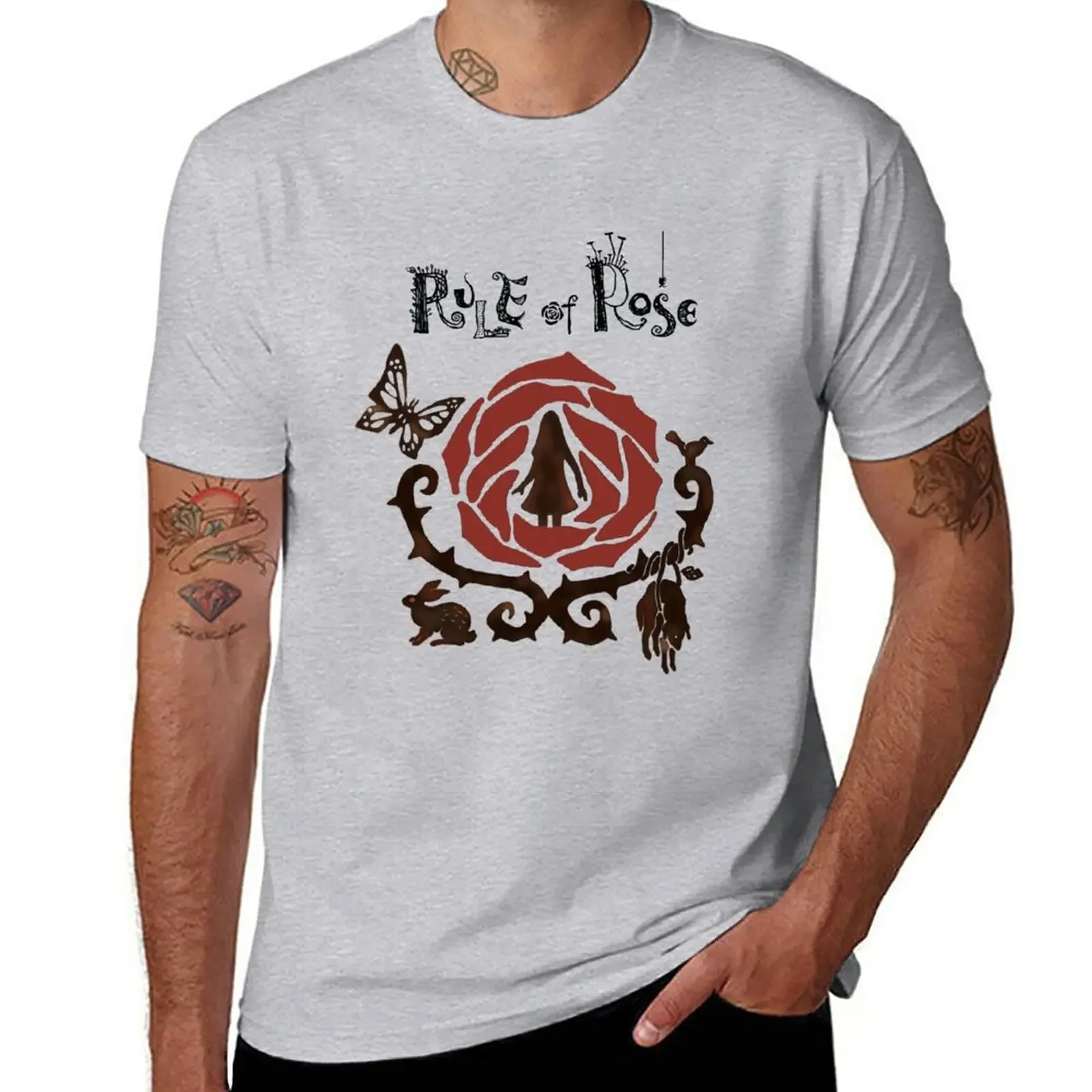 cute tops quick-drying t-shirt mens clothing New Rule Of Rose Title T ...