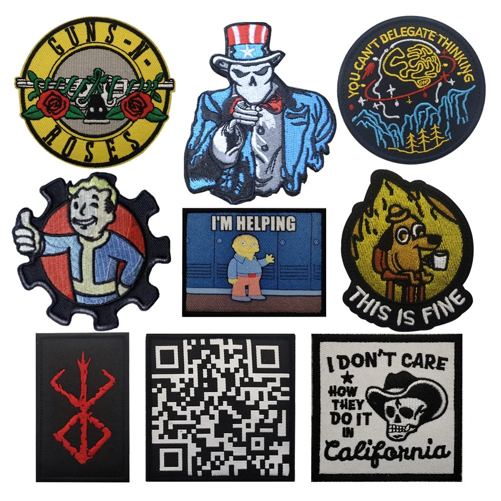 Funny-GUNS-ROSES-ROSE-THIS-IS-FIEN-QR-CODE-EMBROIDERED-Badge-Hook-Loop ...