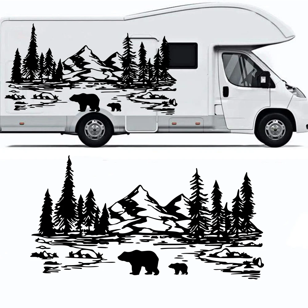 Large Mountain Bear Tree Camping Rv Car Sticker Wildlife Travel ...