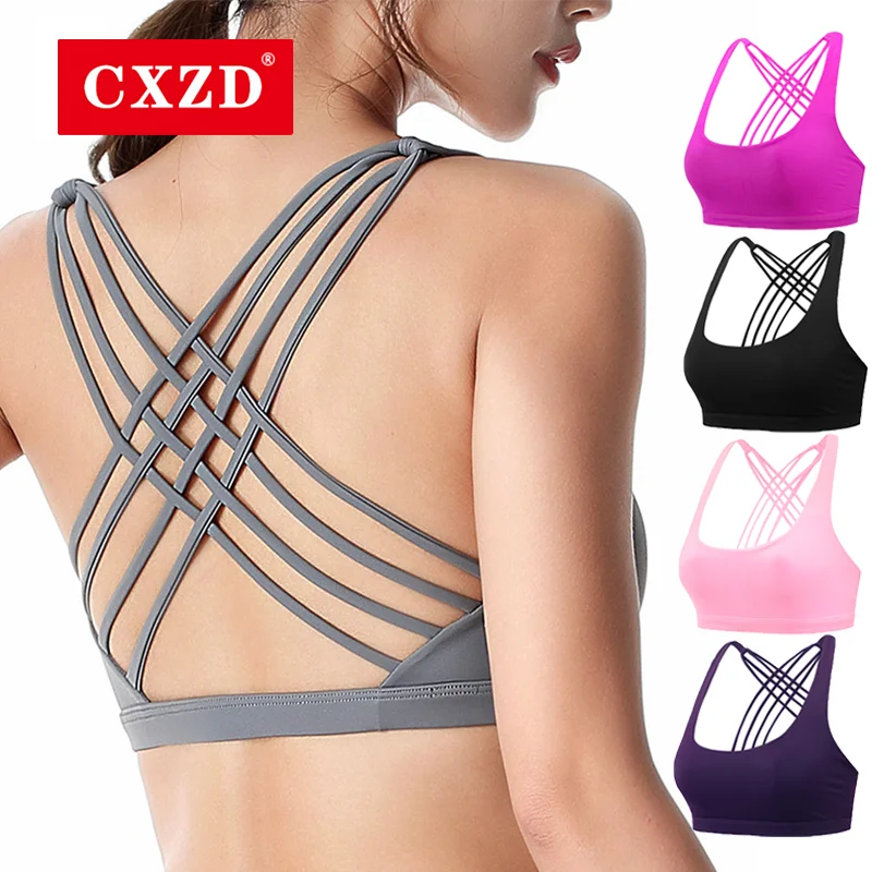 CXZD-Women-Shockproof-Cross-Straps-Bra-Running-Gym-Sports-Tops-Push-Up-Shapewear-Fitness-Yoga ...