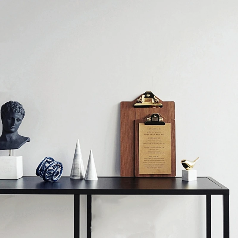 Black-Walnut-A4-File-Folder-Board-Brass-Gold-Solid-Wood-Coffee-Shop ...