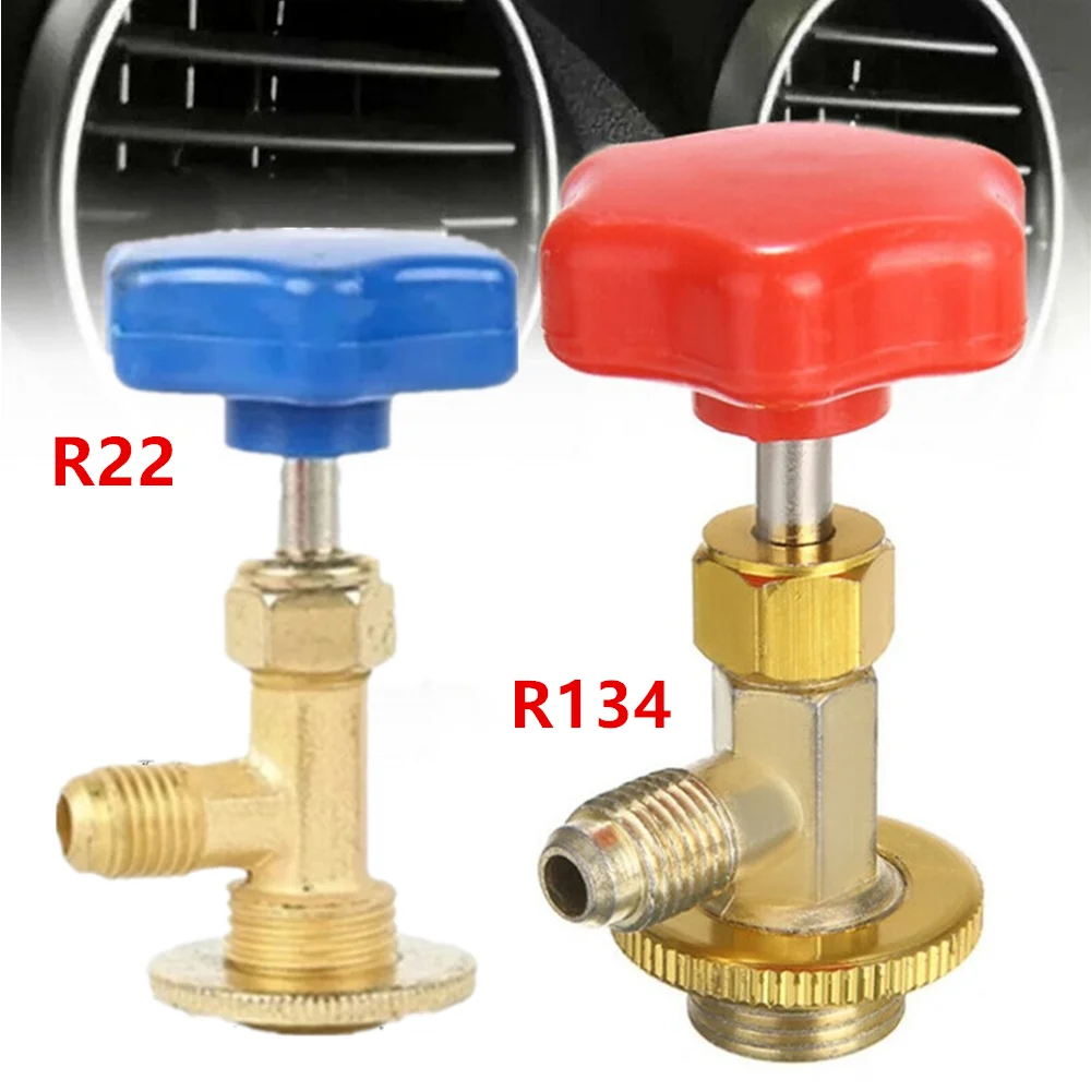 R22 R134A AC Valve Air Conditioning Refrigerant Valve Safety Adapter 1/ ...
