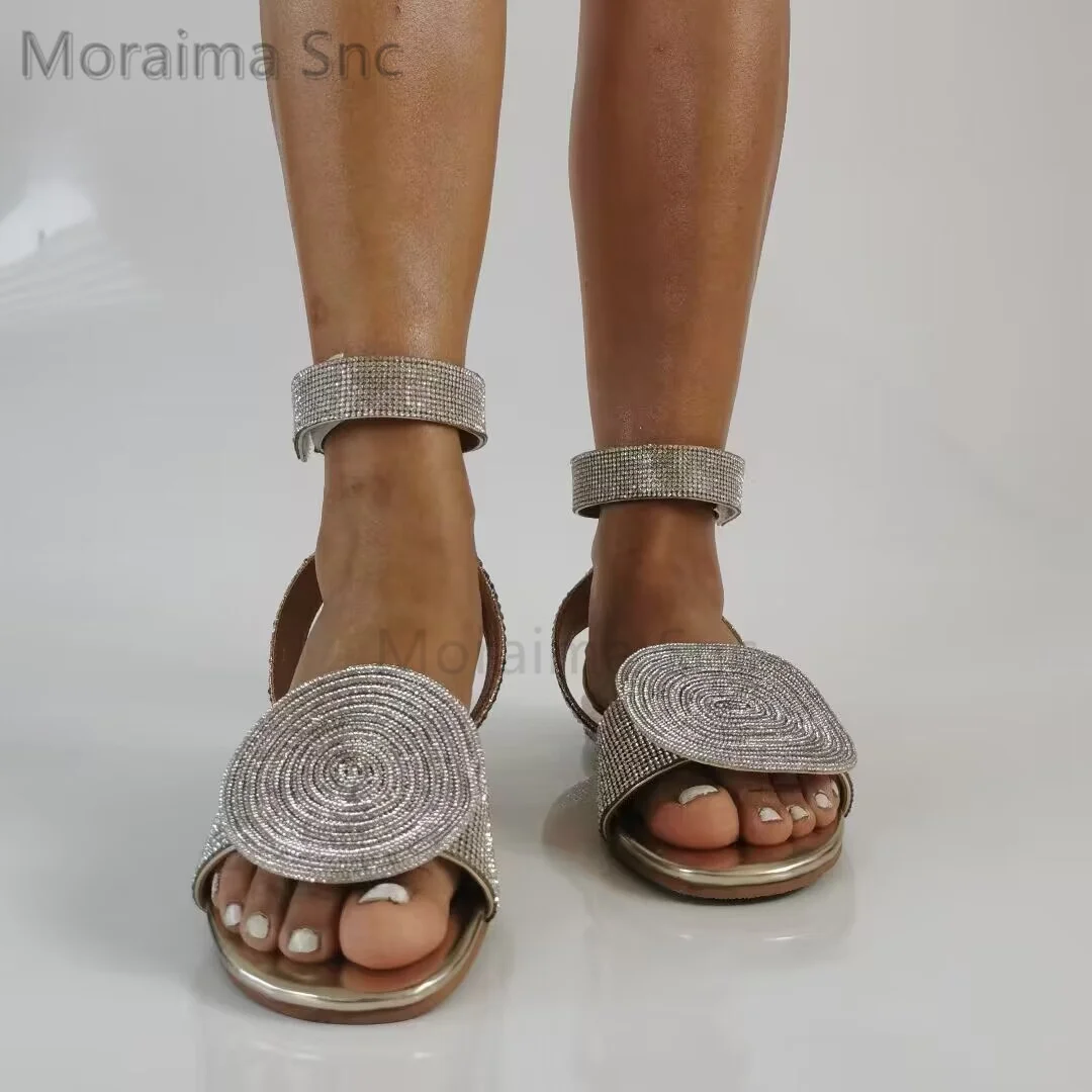 Gold Full Rhinestone Sandals for Women Bling Bling Diamond Luxurious ...